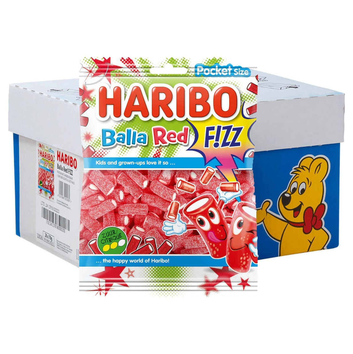 Buy Haribo Balla Red F!zz 28x70G - Delicious Gummy Candy Worldwide ...